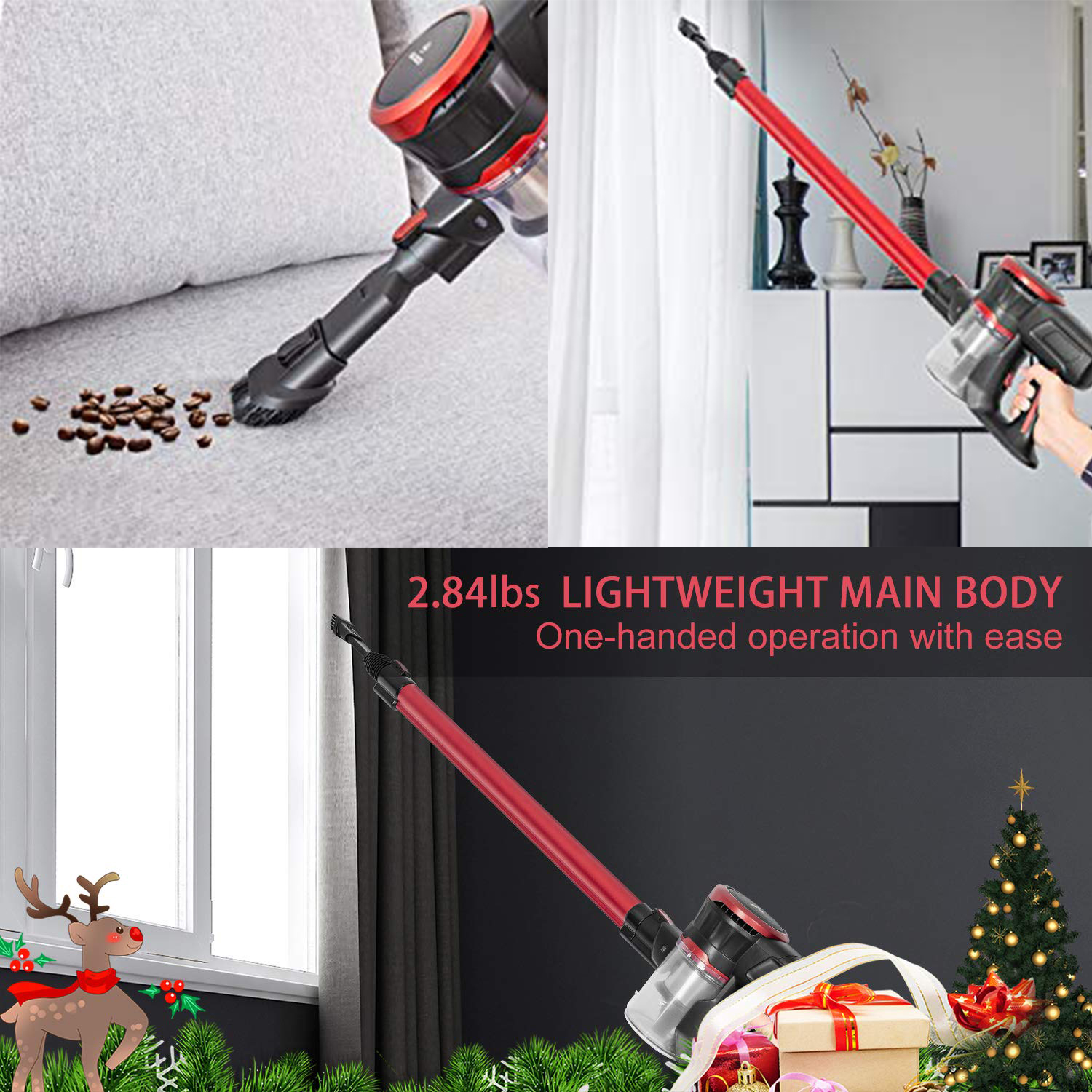 Moosoo 2 In 1 Cordless Vacuum Cleaner Handheld Vacuum Ultra Quiet