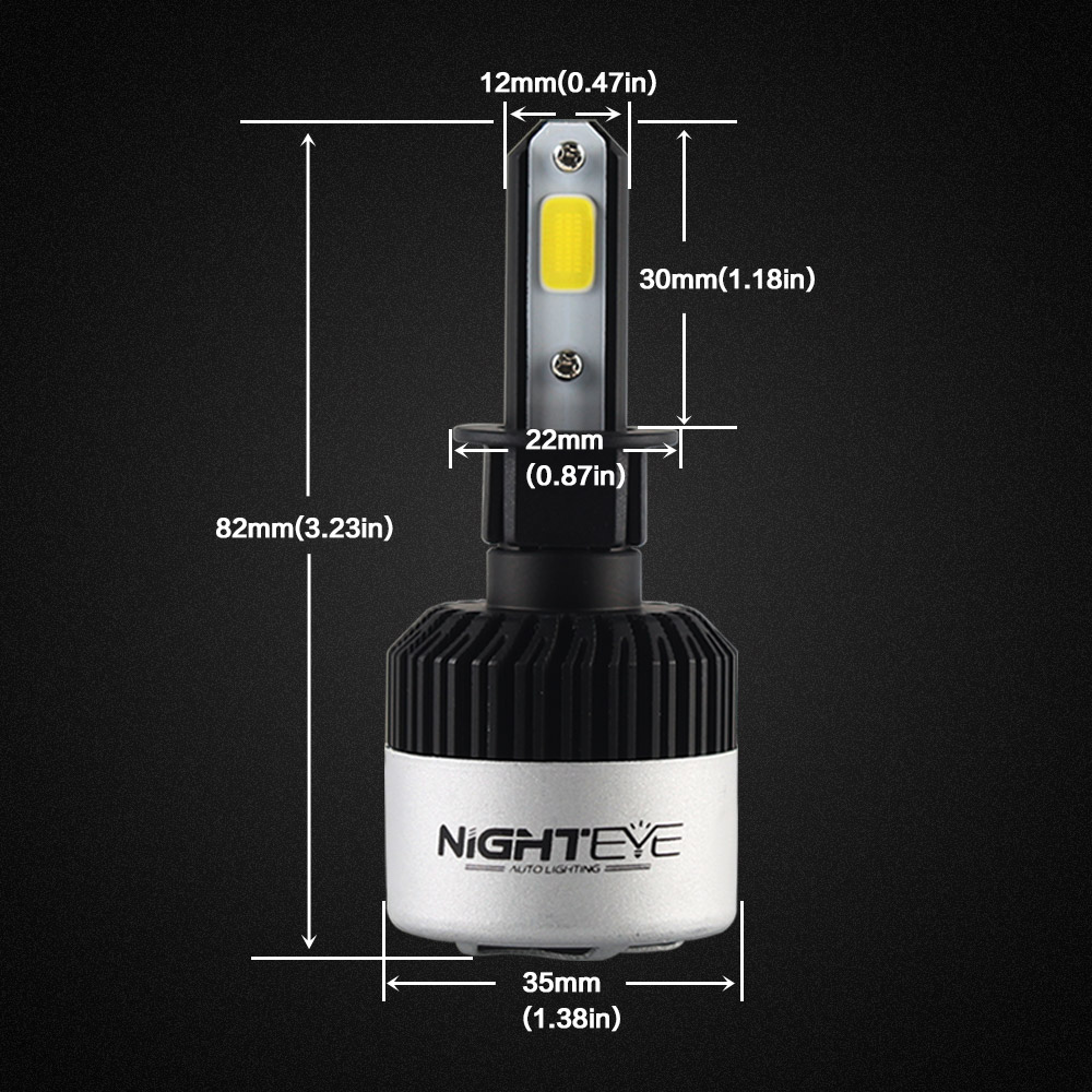 NIGHTEYE Pair 72W 9000LM LED Headlight Bulbs Kit High Low Beam 6500K ...