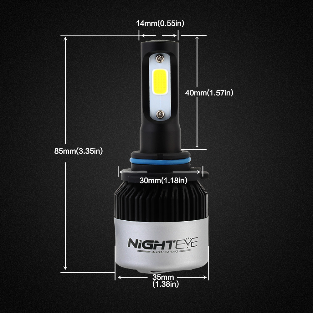 NIGHTEYE Pair 72W 9000LM LED Headlight Bulbs Kit High Low Beam 6500K ...