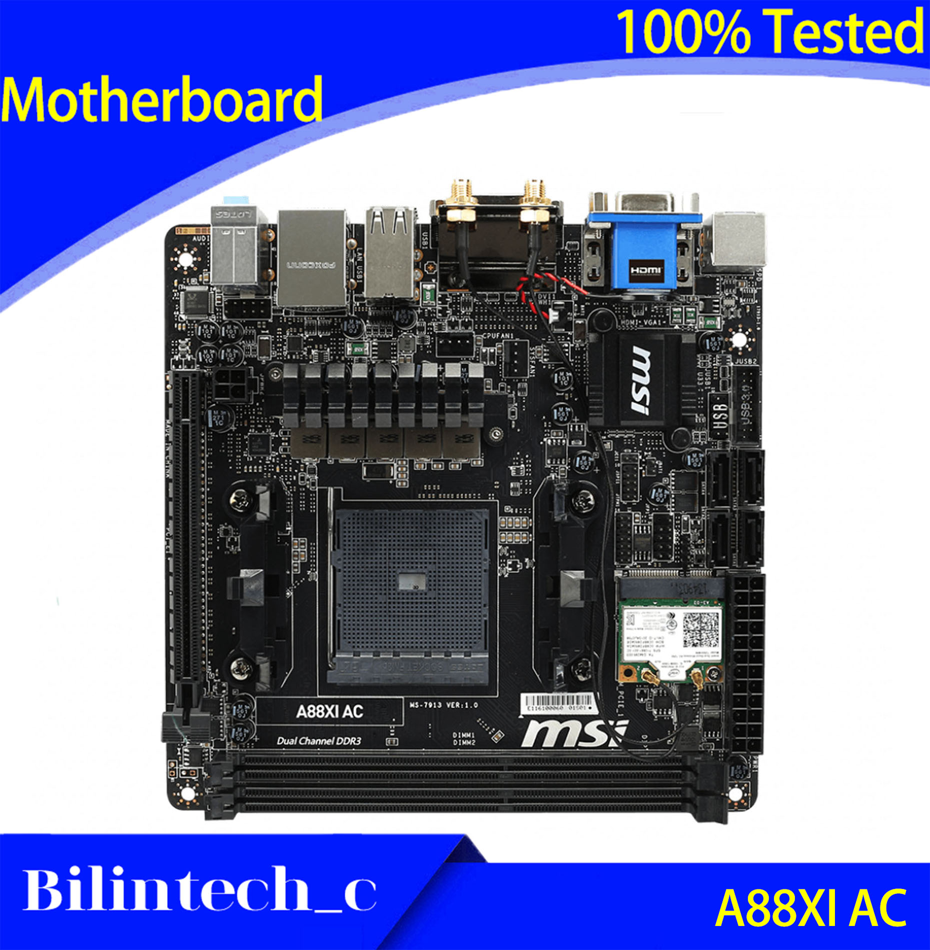 FOR MSI A88XI AC Motherboard with wireless Network Card FM2/FM2+ 17*17 DDR3 | eBay