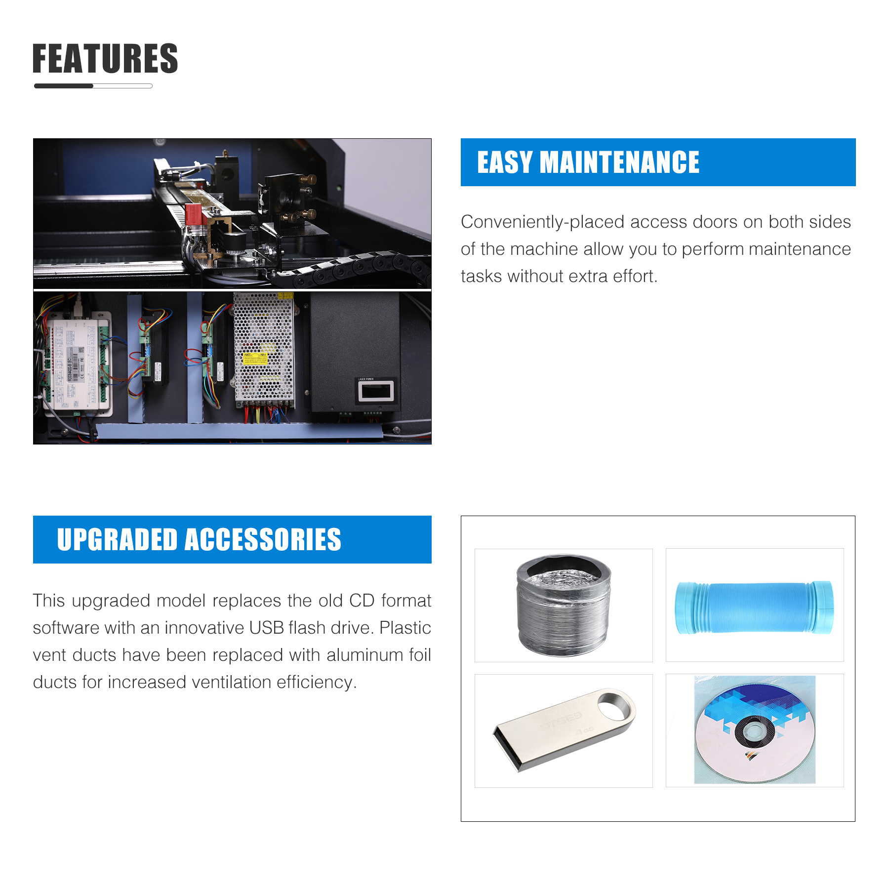 60W 28" x 20" CO2 Laser Engraver Cutter Cutting Engraving Marking ...