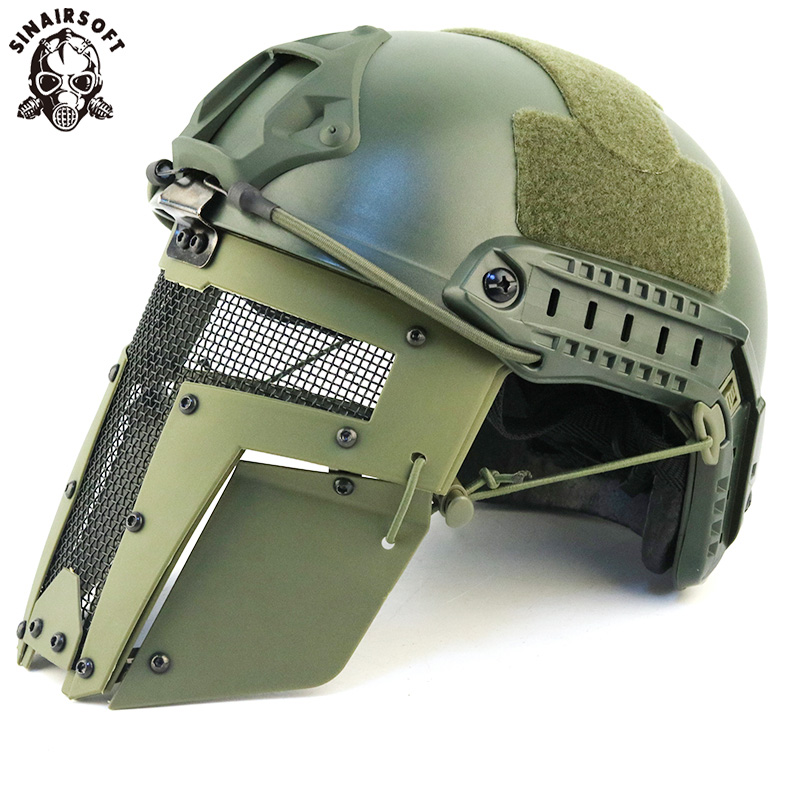 Airsoft Tactical Mesh Mask Metal Full Mask Face Shield Sparta AF Helmet ...