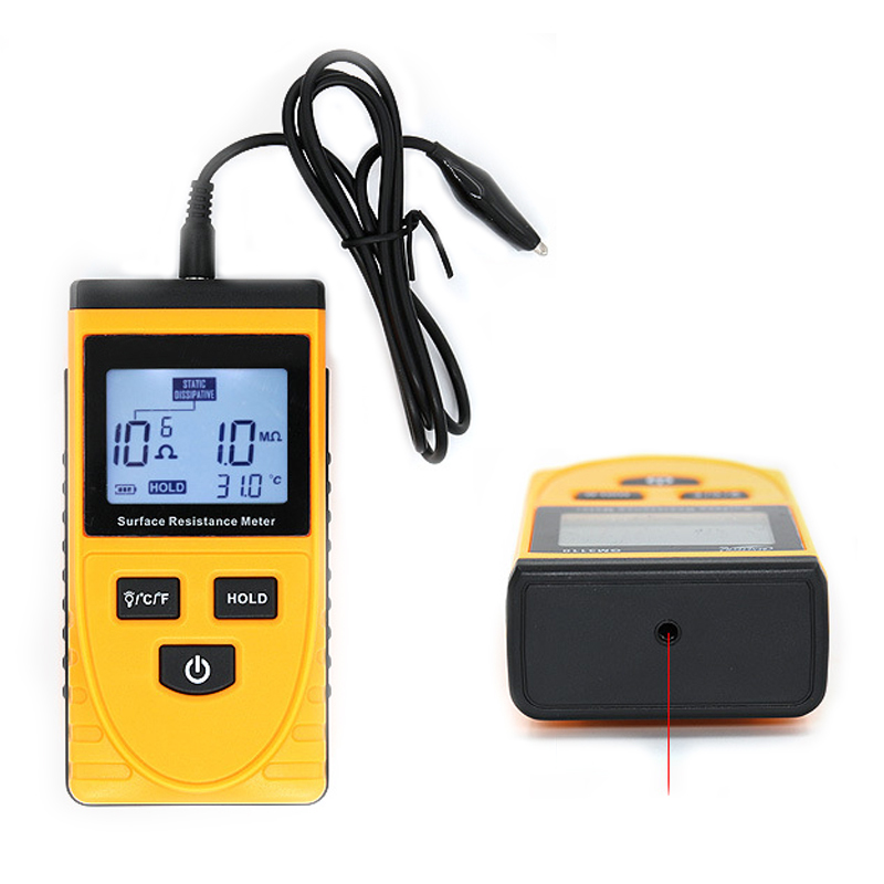 Surface Resistance Tester Digital LCD Static Detector Earth Resistance ...