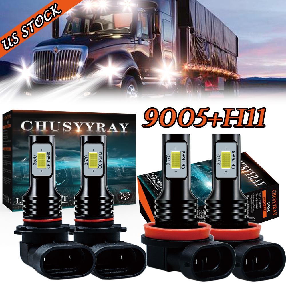 For Kenworth T680 T880 2013-2019 Bi-Xenon LED Headlight Kit Bulbs H11 ...