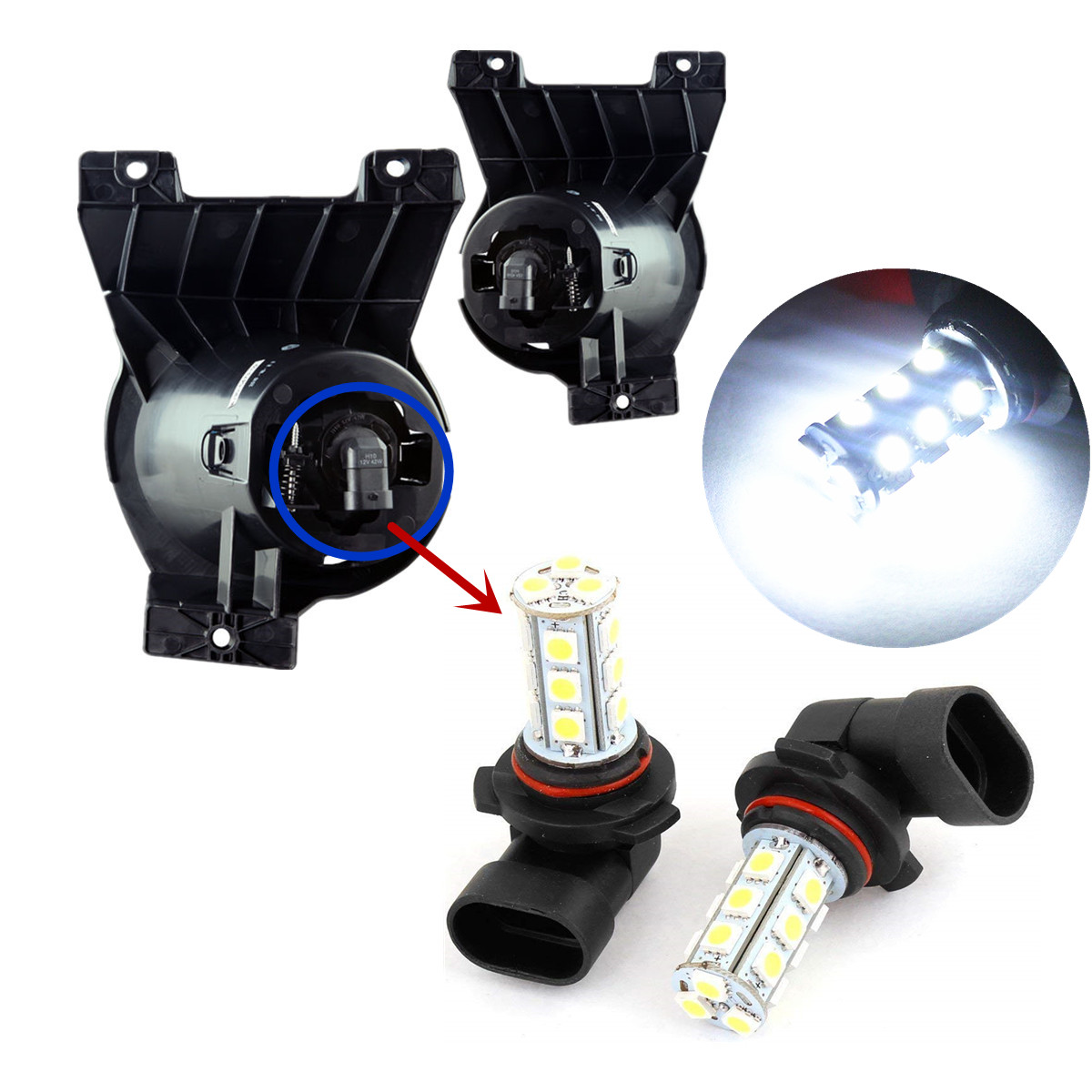 2PC 9005 HB3 9145 H10 LED Projector Fog Driving Light Bulb White HST | eBay