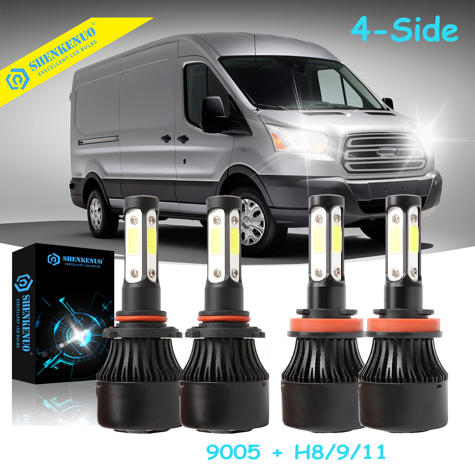 9005+H11 High Low Combo LED Headlight Kit for Ford Transit-150 250 350 ...