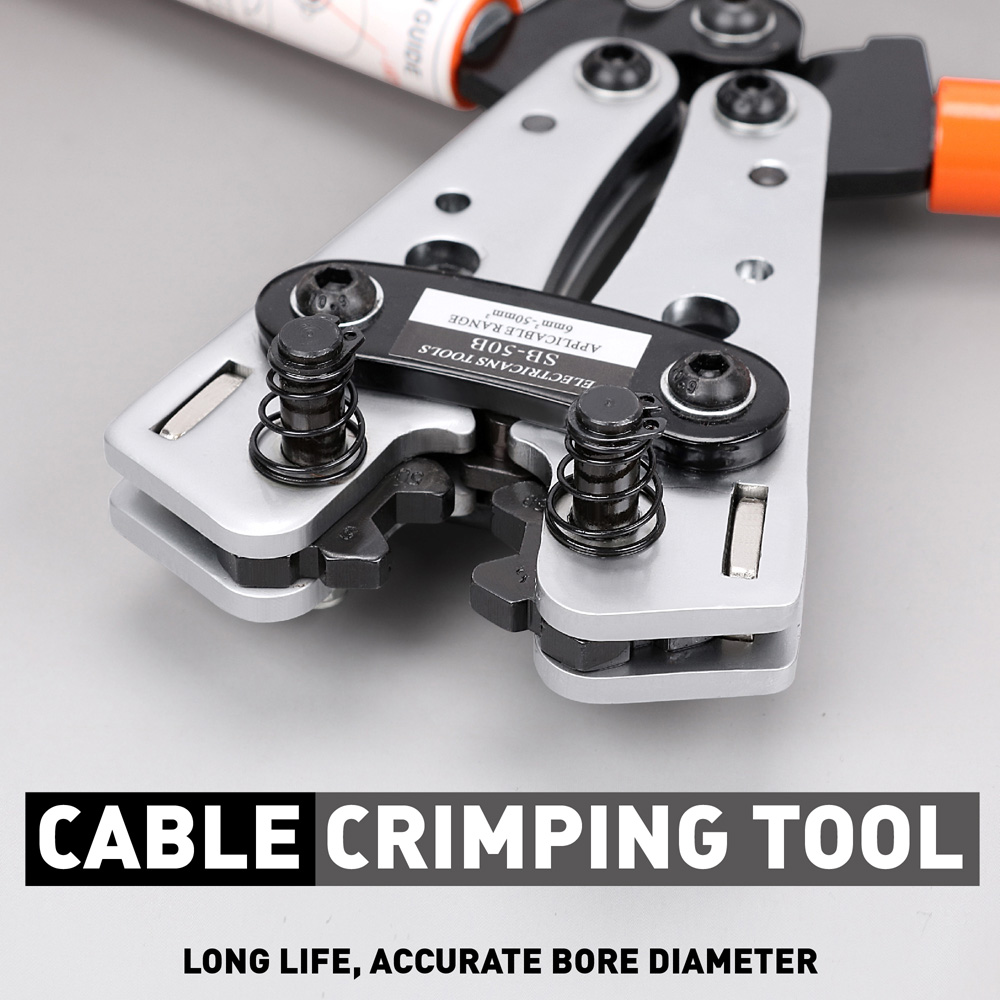 Large Wire Terminal Crimping Tool 6-50mm² Cable Lug Crimper Cu/Al ...
