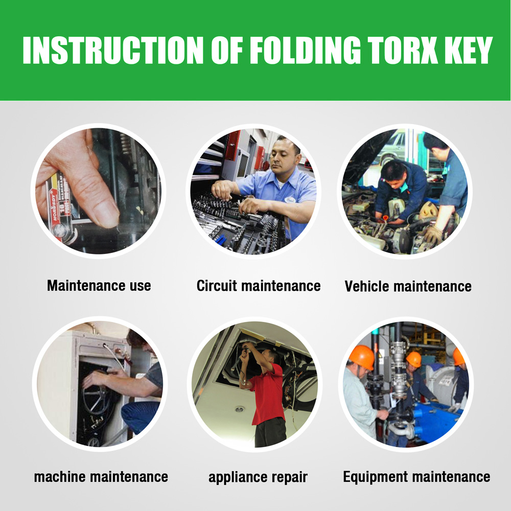 10 PC Tamper Proof Star Key Set Folding Locking Torx security ...