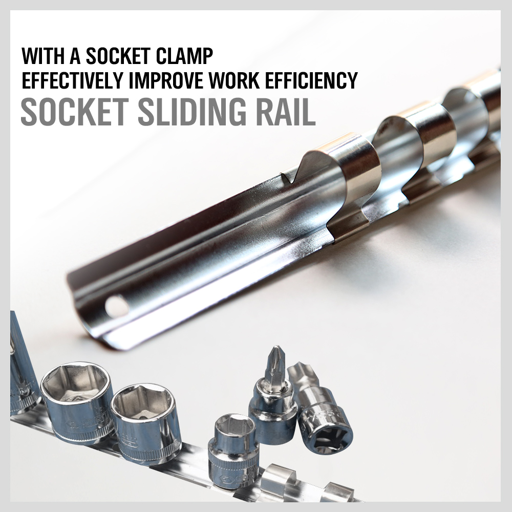 3pc 1/4" 3/8" 1/2" Socket Holder Rail Rack Mount Steel Drawer Tray ...