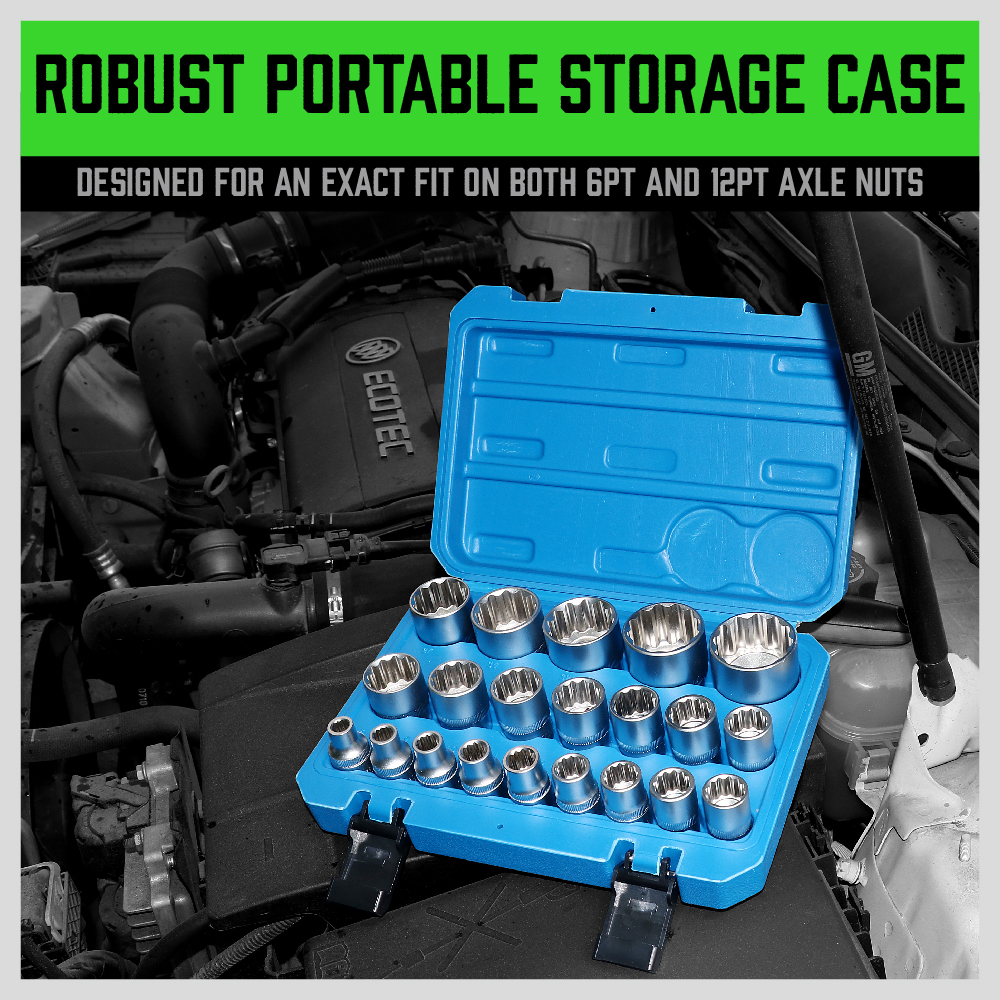 21Pcs 1/2" Drive 12 Point Universal Metric Spline Socket Set Cr-V steel ...