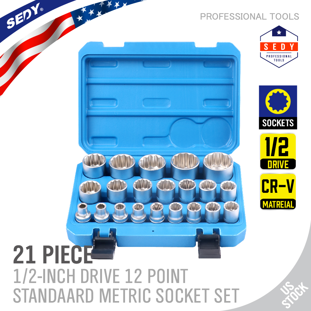 21pcs 1 2 Drive 12 Point Universal Metric Spline Socket Set 8mm 36mm