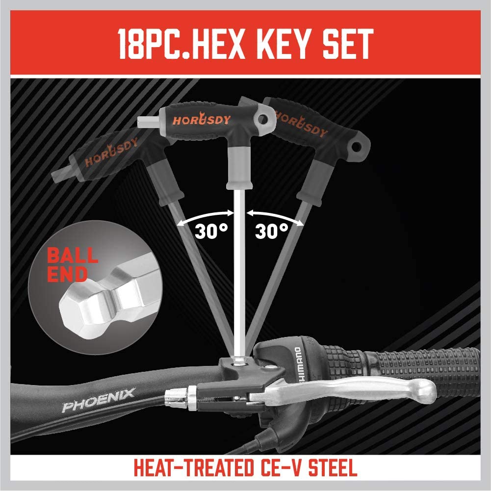 18Pc SAE/Metric T Handle Allen Wrench Ball End Hex Key Set Long w ...