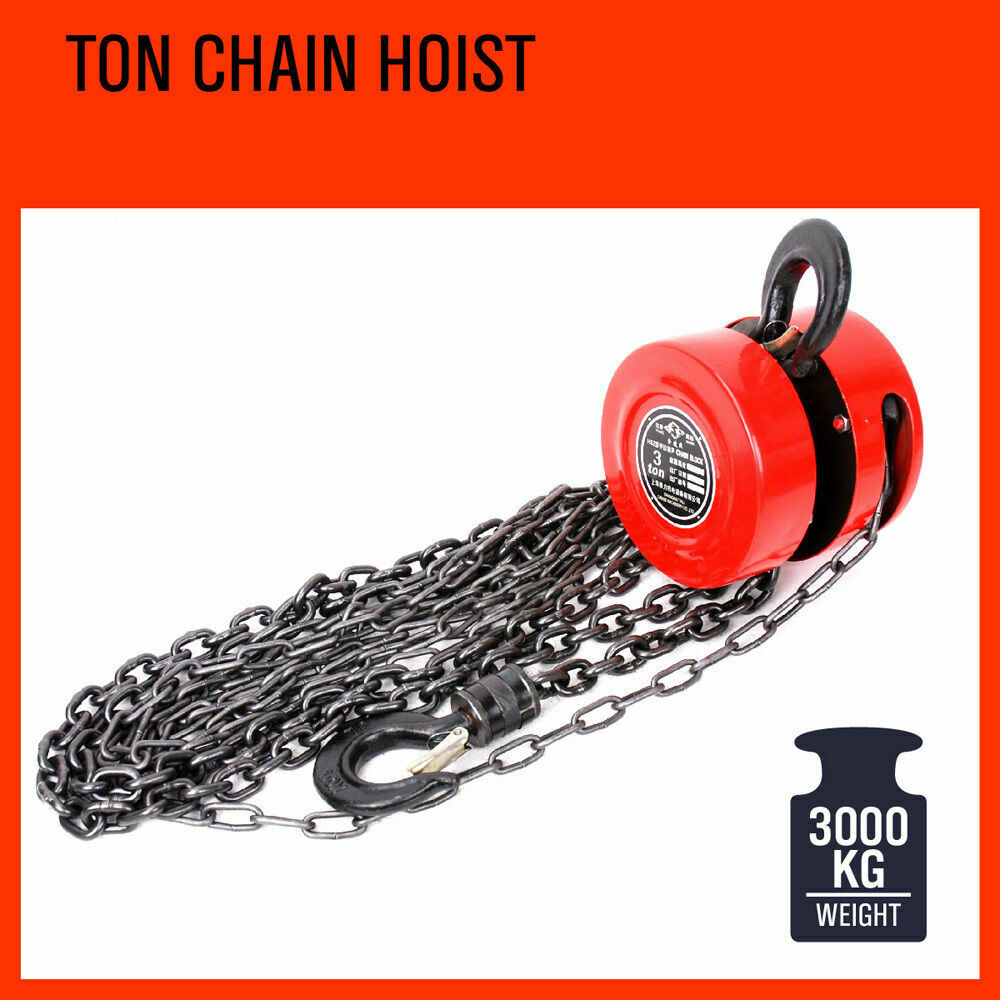 3 Ton Block and Tackle 2.5M Chain Block Hoist Crane Chain Lifting Pull ...