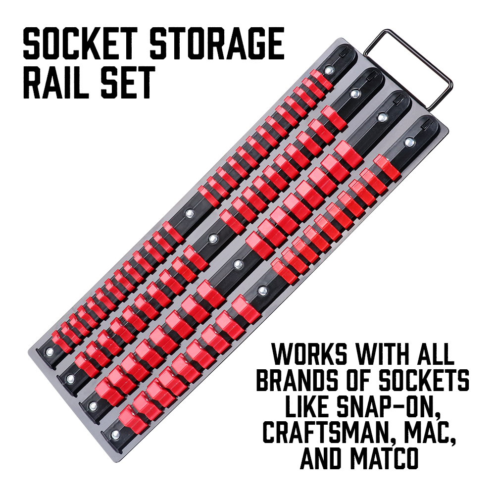 80Pcs Socket Organizer Holder Storage Rail Rack 1/4 3/8 1/2 Mountable ...