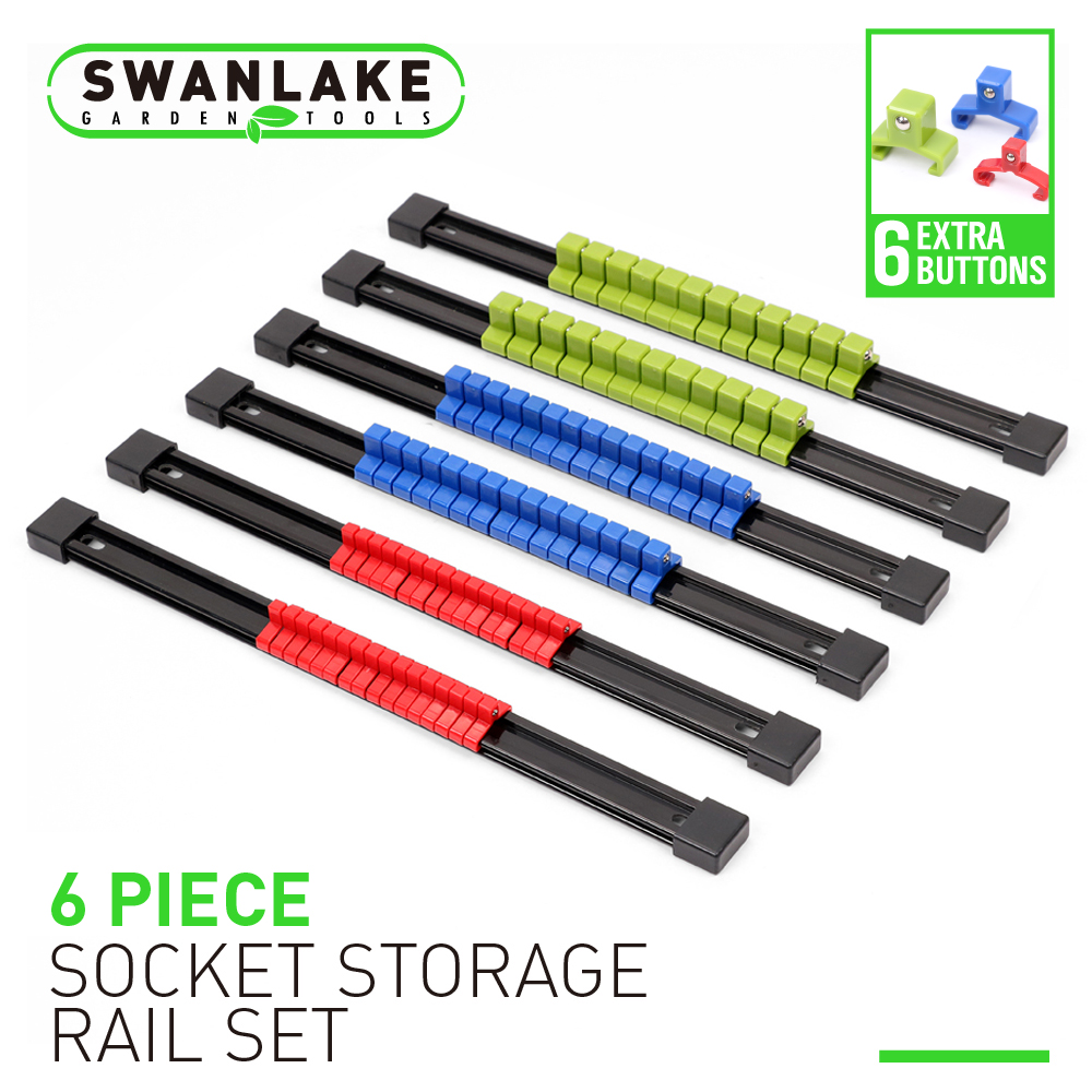 6pc Socket Organizer Mountable Sliding Holder Rail Rack Tool Storage 1/ ...