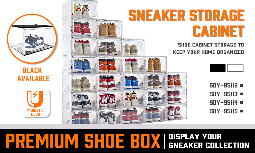 Premium Stackable Shoe Box - Transparent Plastic Display Storage Case ...