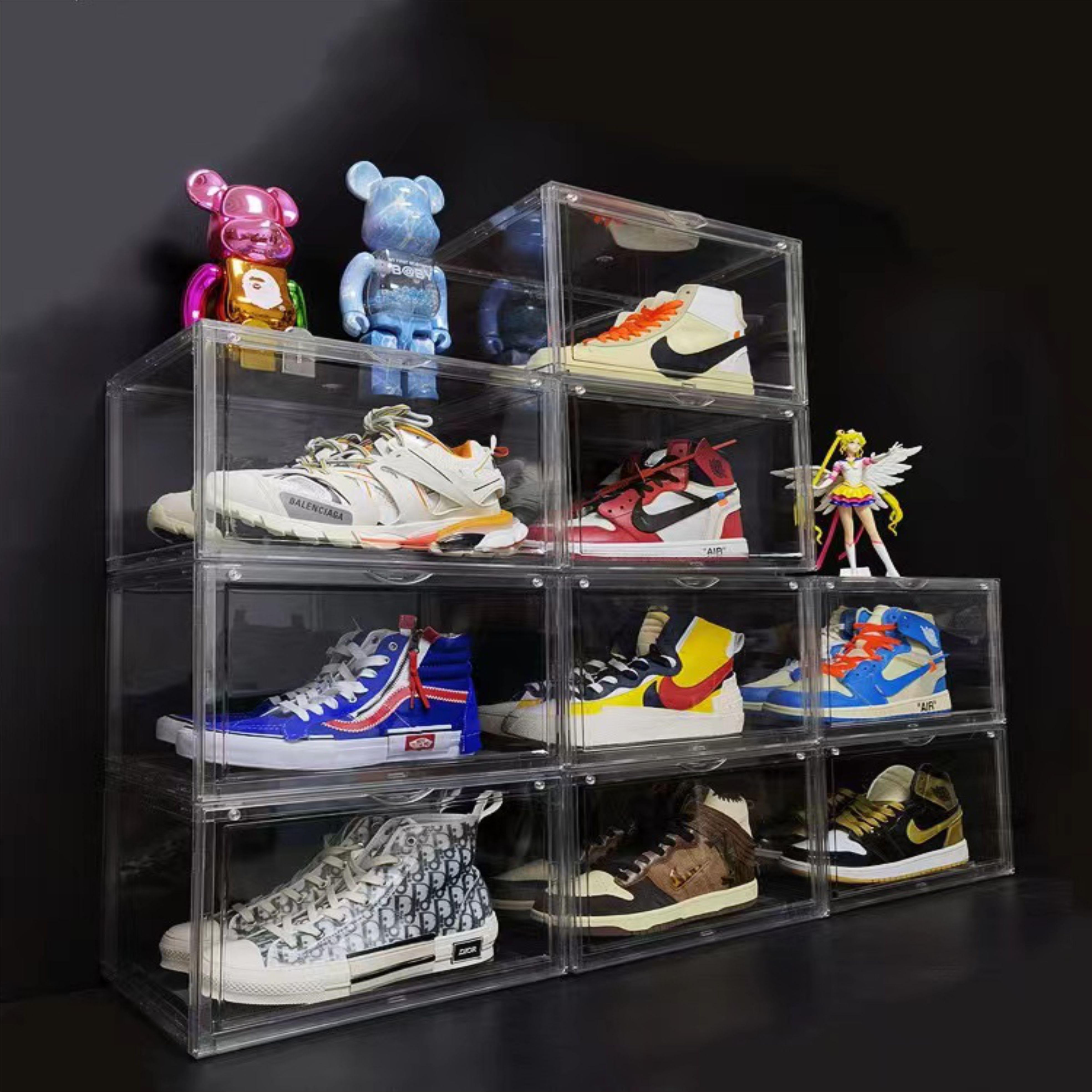 Premium Stackable Shoe Box - Transparent Plastic Display Storage Case ...