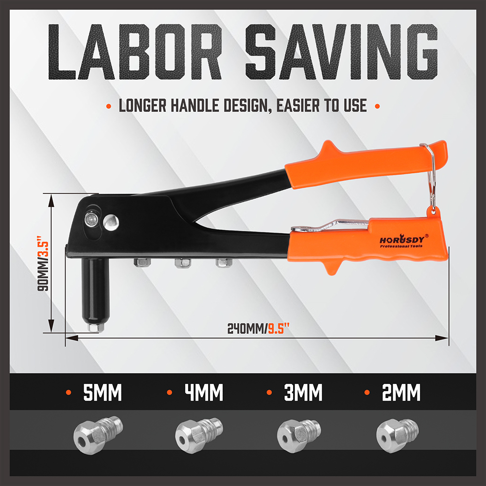 HORUSDY 4 In 1 Pop Rivet Gun Set Manual Riveter Heavy Duty Hand Rivete ...