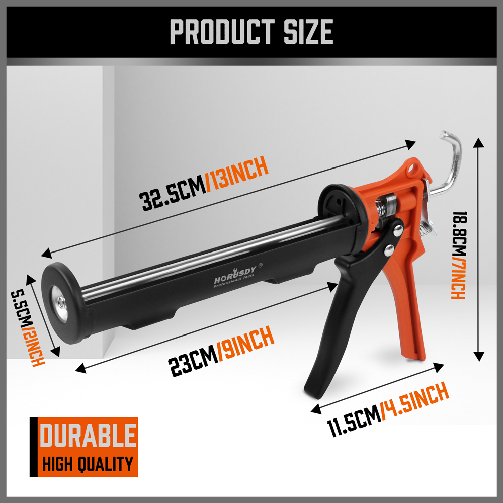 HORUSDY 9'' Caulking Gun Heavy Duty Silicone Gun Caulking Sealant Seal ...