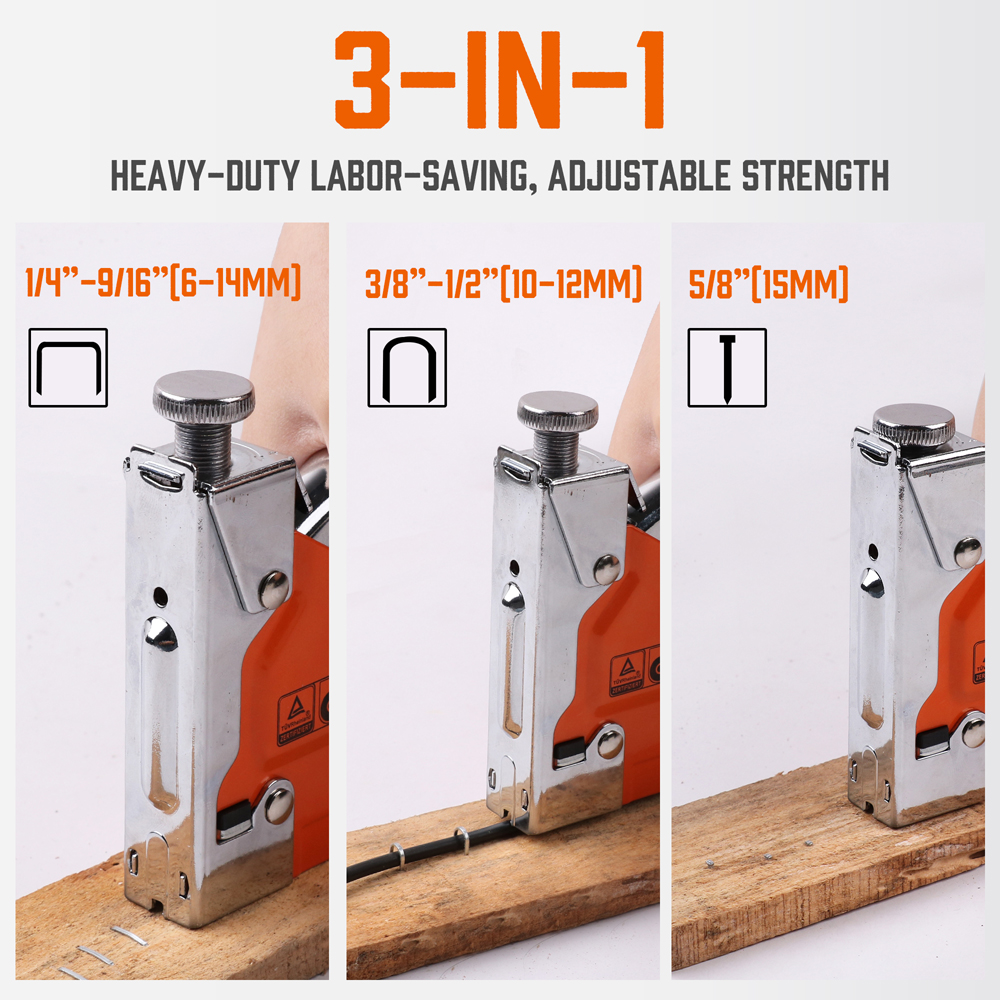 HORUSDY 3in1 Staple Gun Heavy Duty Stapler Fastener Tool Tacker free S ...