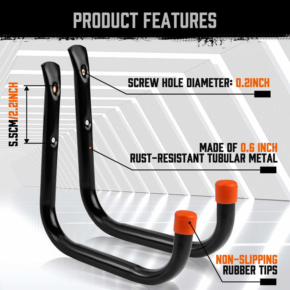 HORUSDY 6Pc Wall Mount Garage Hooks Set Heavy Duty Steel Storage Rack ...