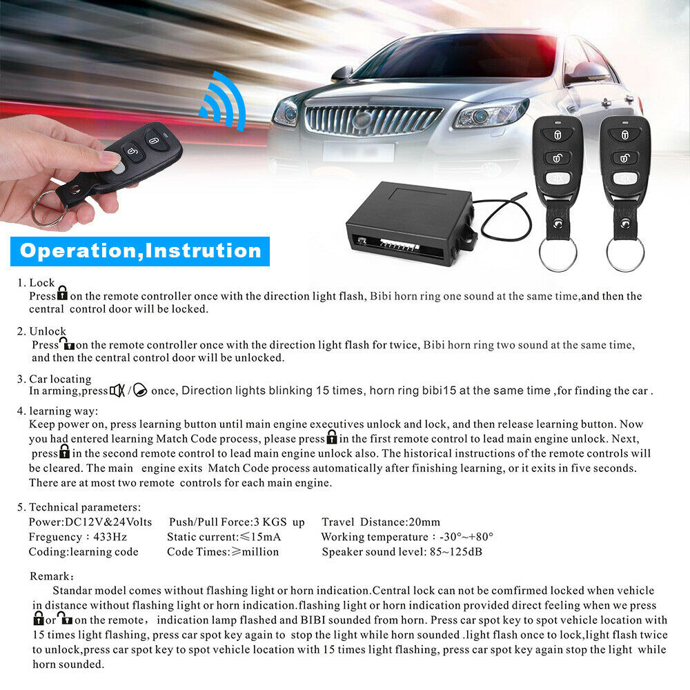 Remote Auto Car Control Keyless Entry Central Door Lock Locks Locking ...