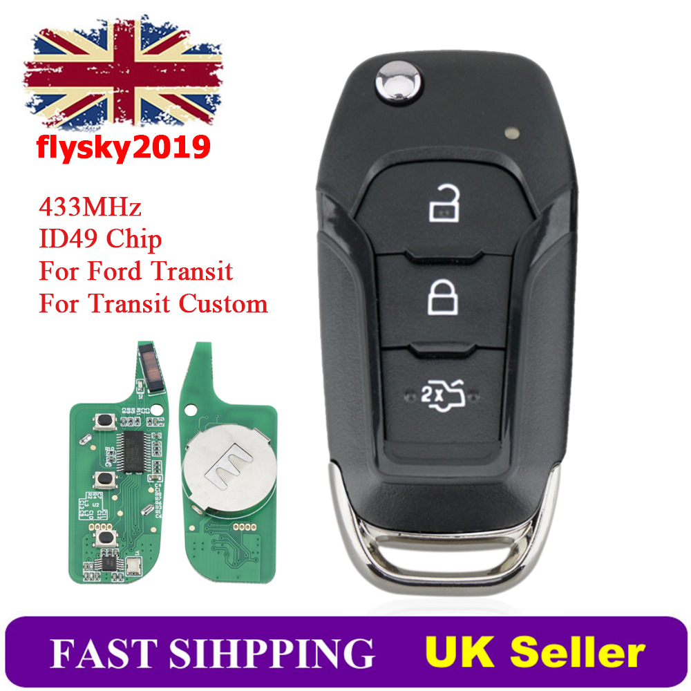 For Ford Transit Custom MK8, Transit 433MHz 3 Button Remote Key Fob ...