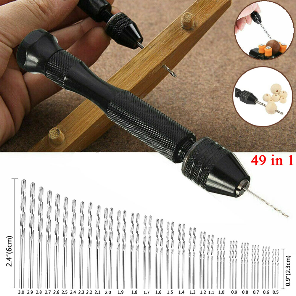 49Pcs Precision Pin Vise Mini Micro Hand Twist Drill Bits Set Rotary ...