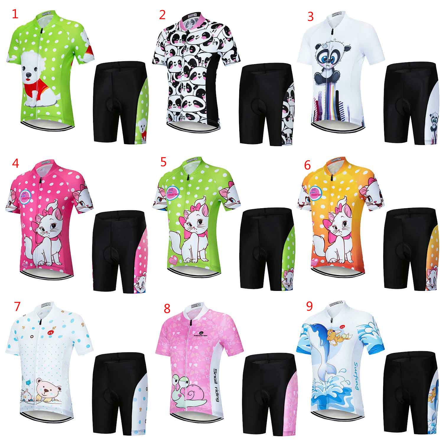 Boys Girls Cycling Jersey Set Kids Bike Clothing Cycle Top and Padded ...