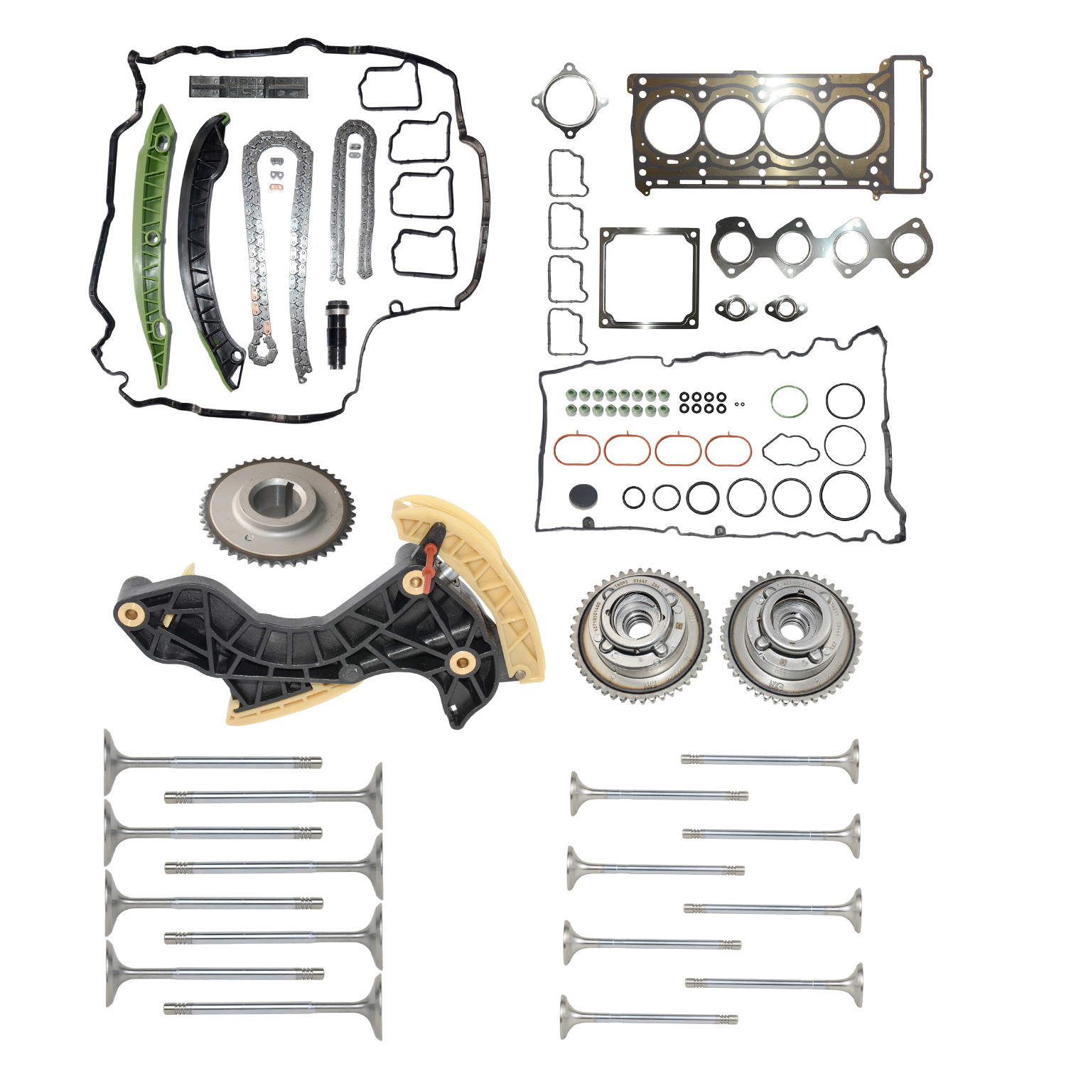 TD Steuerkettensatz+Zylinderkopfdichtung+16*Ventiles für Mercedes C250 ...
