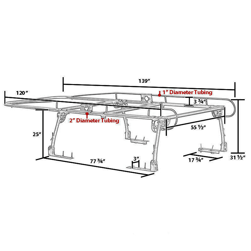 1000 lb Adjustable Full Size Bed Truck Ladder Rack Pick Up Lumber Kayak ...