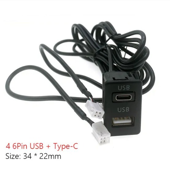 Car 4 Pin 6 Pin to Dual USB Port Panel Interface Extension Cable ...