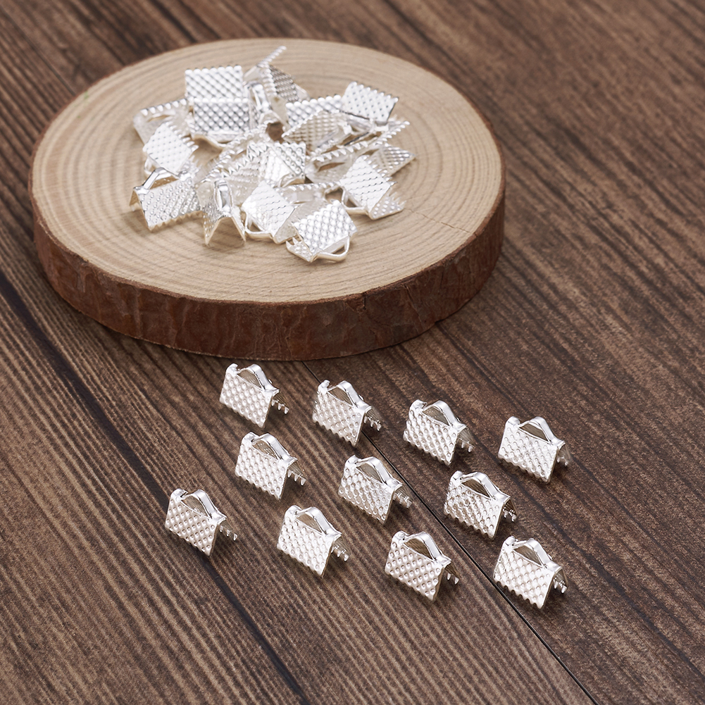100PCS Iron Ribbon Ends Crimp Clamps Cord Ends For Jewelry Making ...