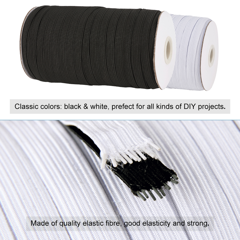 1Roll Balck&White Flat Elastic Fibre Cord Stretch String Crafting ...