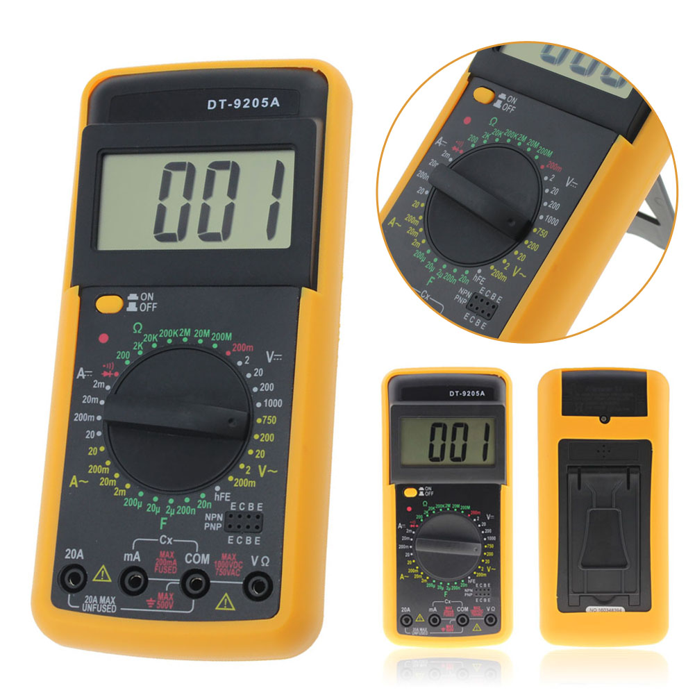 DT-9205A AC/DC LCD Digital Multimeter Ammeter Resistance Capacitance ...