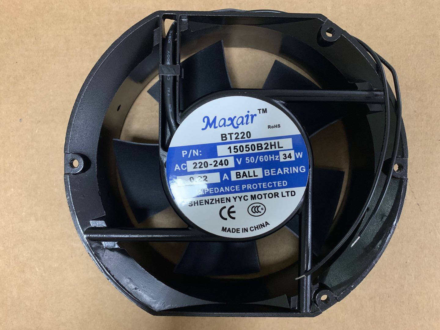 1 PCS Maxair/BT220 Fan 15050B2HL AC 220-240V 34W 0.22A 15CM 2 Wire | eBay