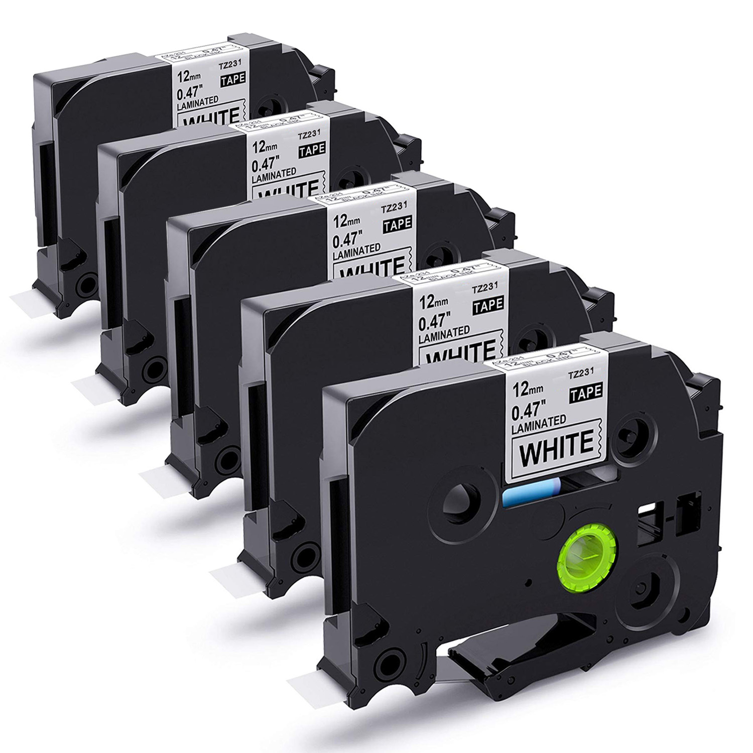 5x Label Tapes For Brother P-Touch TZe 231 tze231 GL-H105 12mm 8m Black ...