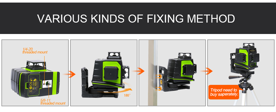 3 x 360 Degree Vertical & Horizontal Cross Green Laser Beam Line +Laser ...