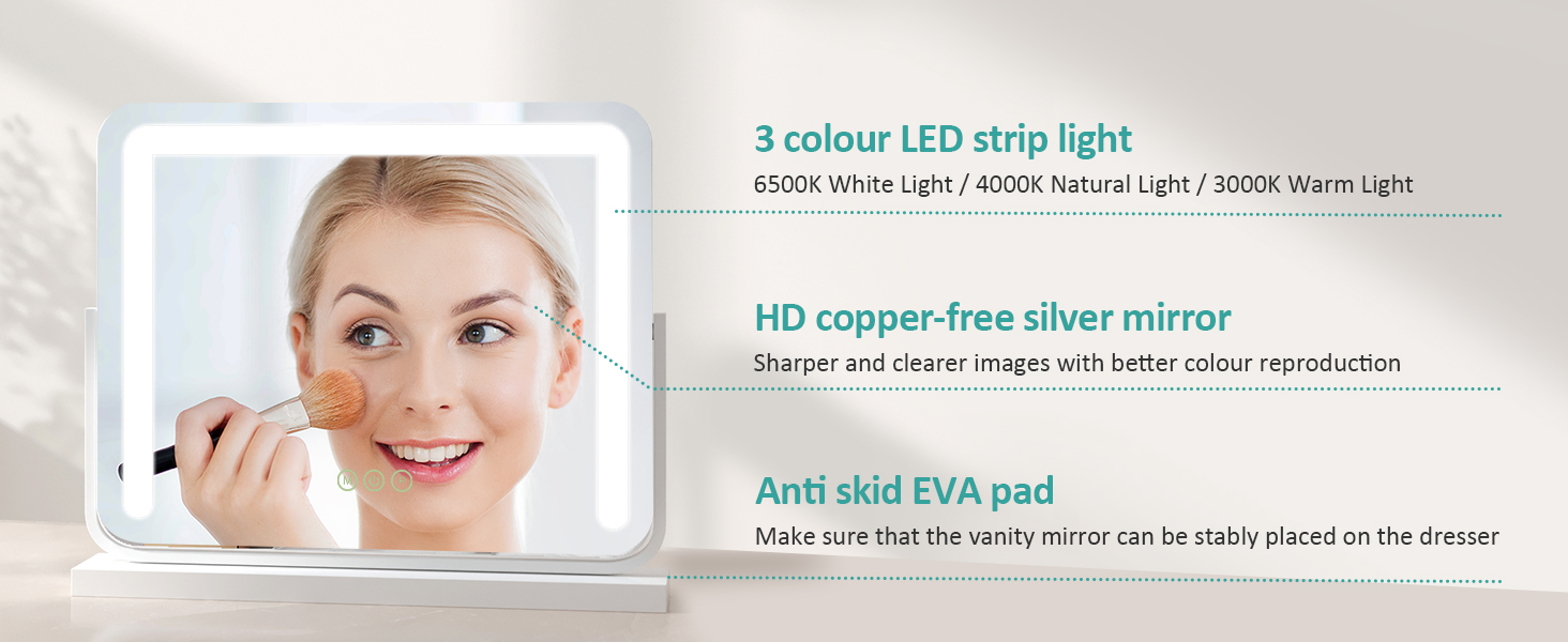 EMKE Hollywood Vanity Mirror with Lights, Large Round Corner Tabletop ...