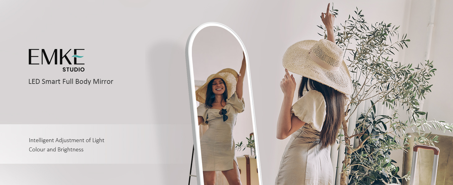 EMKE Arched Full Length Mirror with Lights, LED Full Length Mirror ...