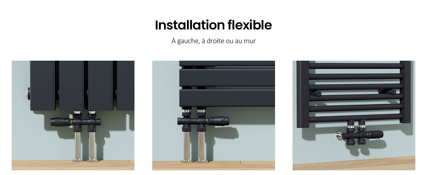 S'AFIELINA Kit multibloc vanne thermostatique pour radiateur anthracite ...