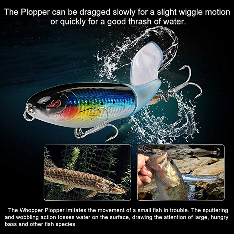 Whopper Plopper Topwater Floating Fishing Lures Rotating Tail for Bass ...