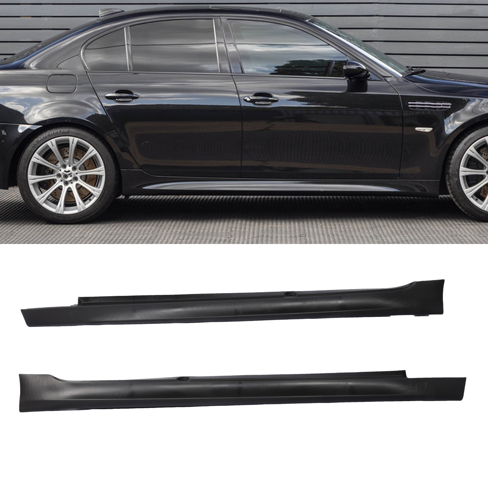 Fits 04-10 BMW E60 E61 5-Series M5 Style PP Side Skirts Panels ...