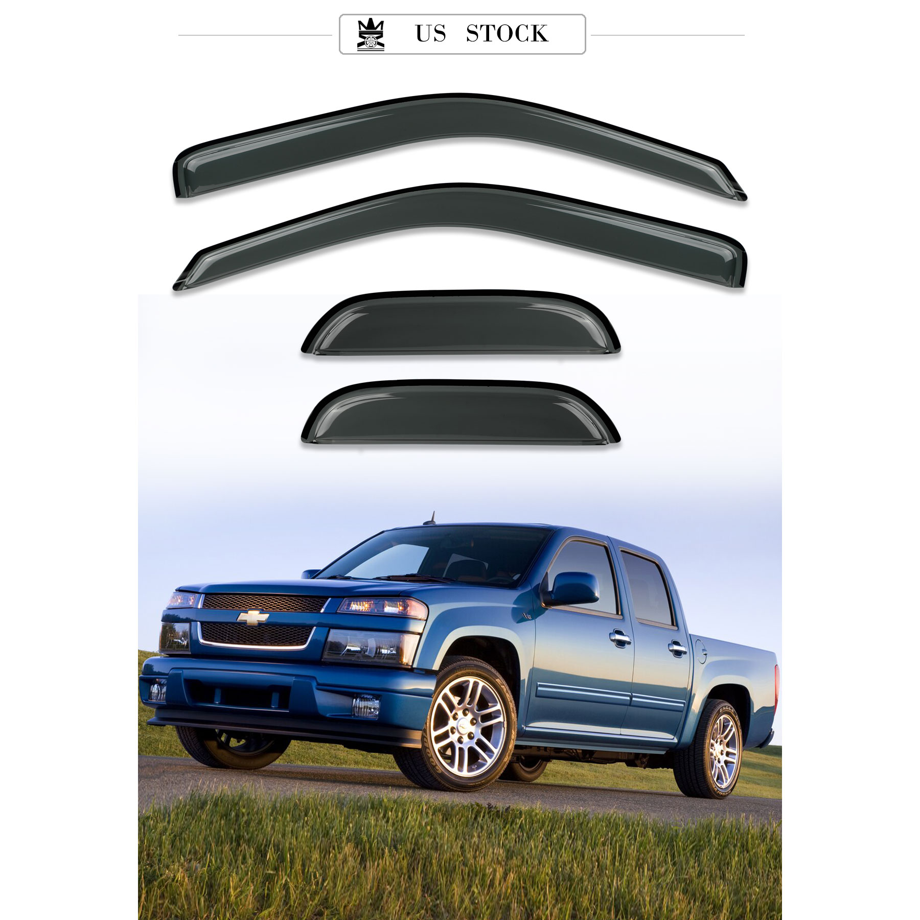 Window Visor Rain Guards Dark Smoke 4-Piece for 04-12 GMC Canyon ...