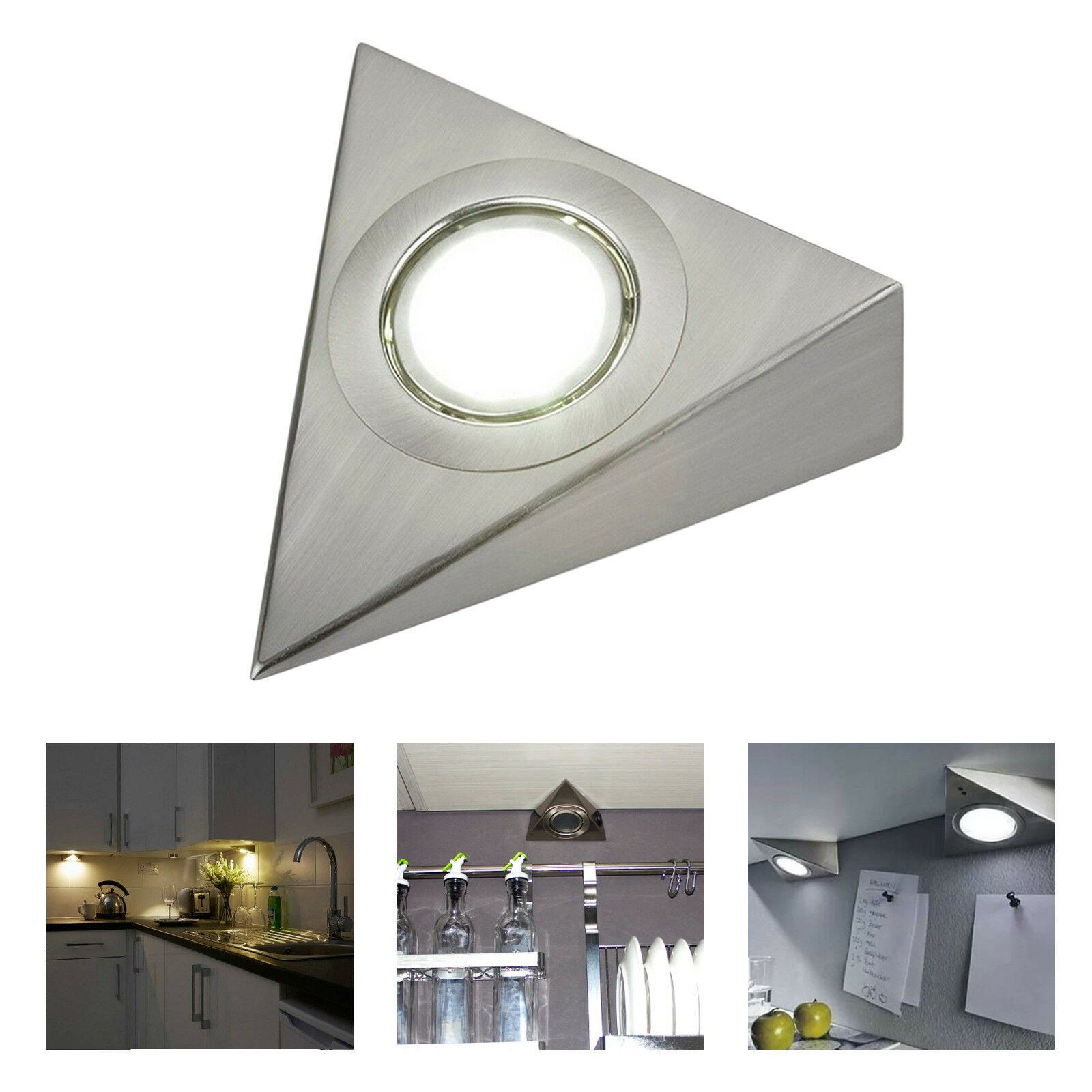 Mains LED Kitchen Under Cabinet Triangle Lights Unit Cupboard Counter ...