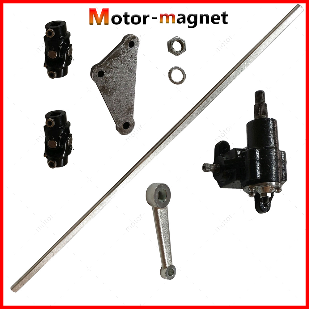 VEGA STEERING BOX + 36" DD STEERING SHAFT+PITMAN Arm Black U-Joints ...