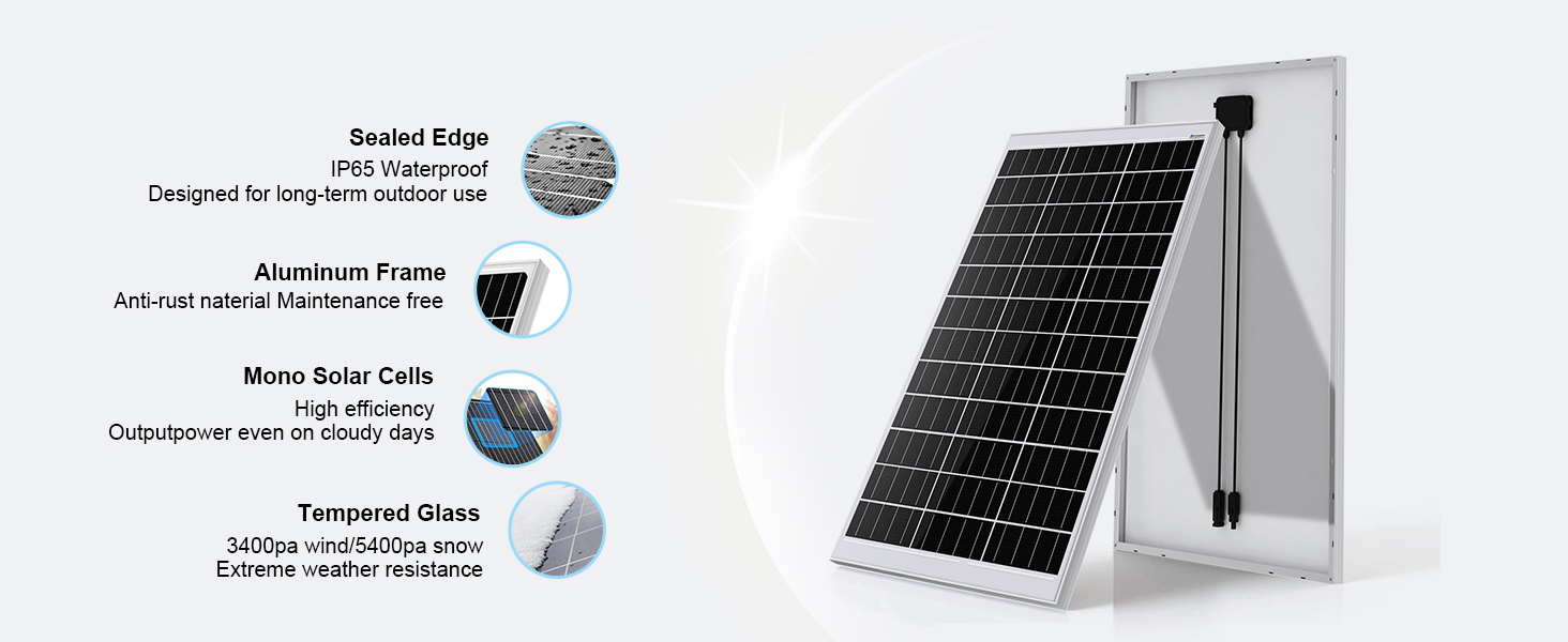 ECO-WORTHY 120W Solar Panel Complete Kit 50Ah 12V Lithium LiFePO4 ...