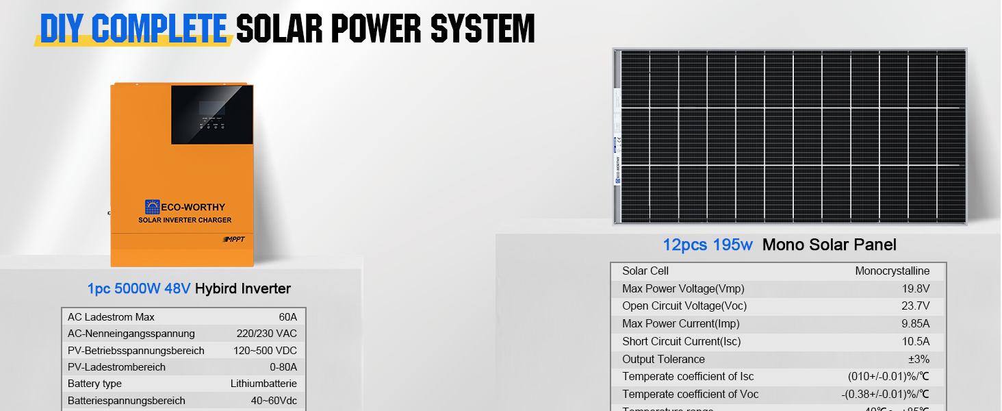 ECO-WORTHY 2340W Solar Panel Kit with 5000W 48V Pure Sine Wave Solar ...