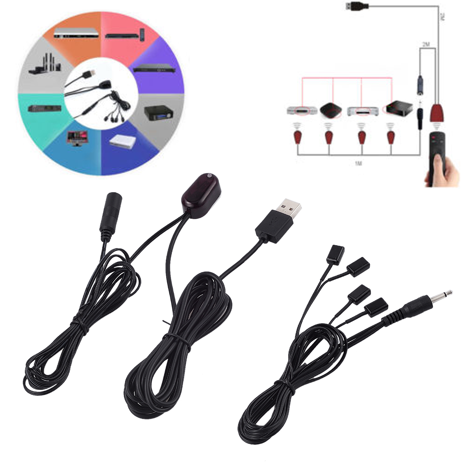 Infrared Remote Control Extender 4 Emitters&1 Receiver Hidden IR ...