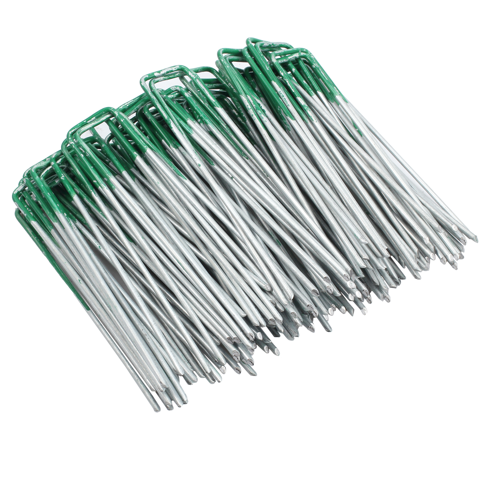 100 x Anchor U Pins Tent Pegs Weed Mat Fastening Nail Metal Turf Pins ...